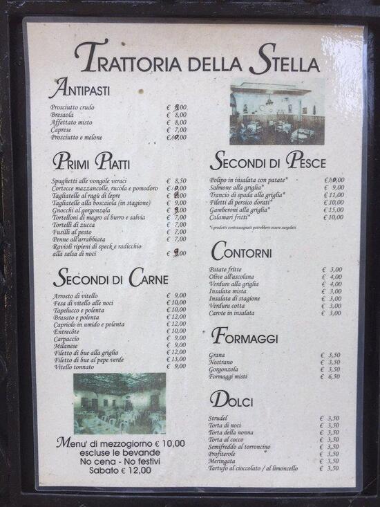 Menu at Trattoria della Stella Verbania restaurant, Intra