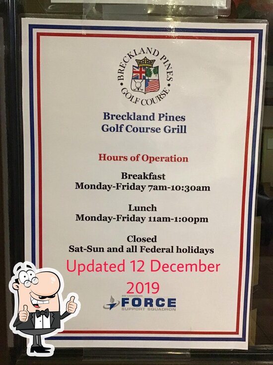 Menu at The Grill at Breckland Pines restaurant, Brandon