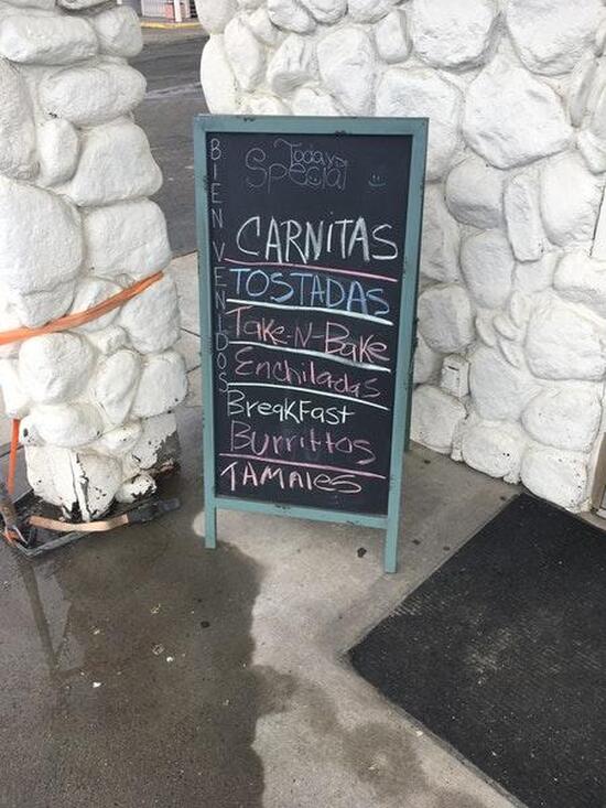 Menu at Tortilla Factory, Winnemucca