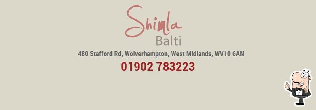 Menu at Shimla Balti restaurant, Wolverhampton