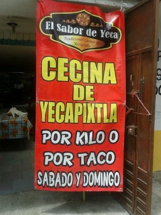 Меню барбекю La Flor de Yecapixtla El Sabor de Yeca Cecina J&A, Мехико