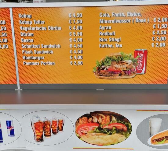 Menu at Imbiss 52, Salzburg