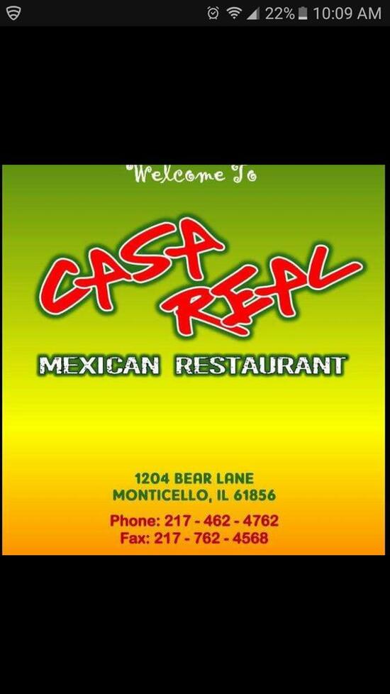 Menu at Casa Real Mexican Restaurant, Monticello