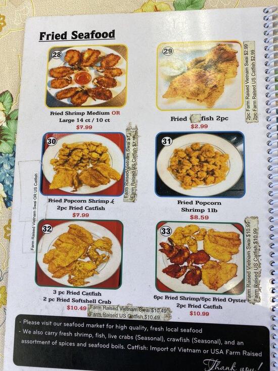 Menu at Danny's Seafood restaurant, Long Beach