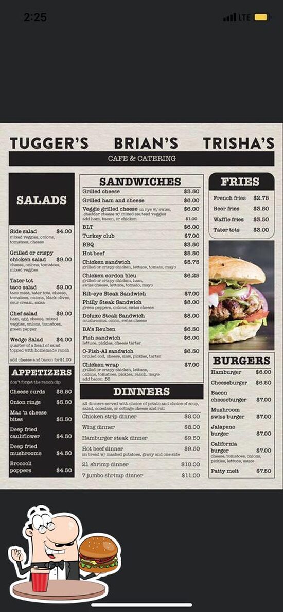 Menu at Tugger's Cafe & Catering, Augusta