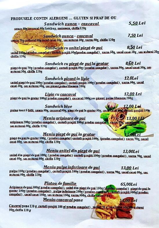 Menu at Fast Food Blue, Săcele