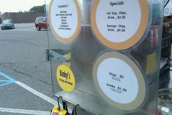 Menu at Binky's Hot Dogs & Sausages restaurant, Dearborn