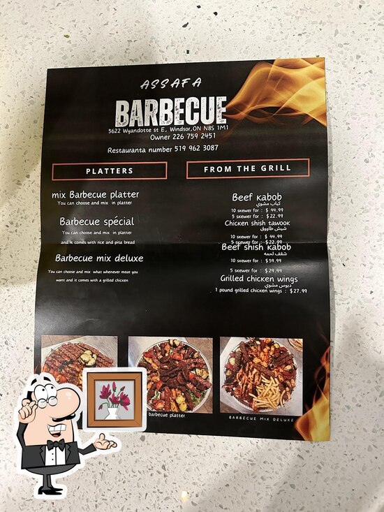 Menu at Alassaf BBQ, Windsor