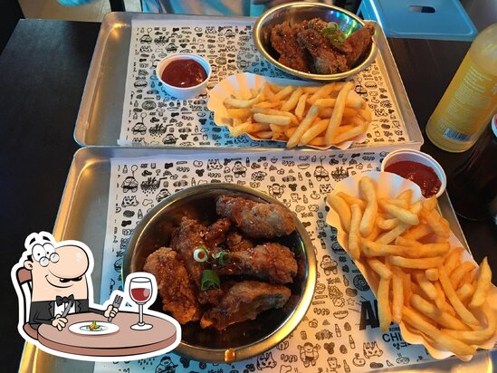 Menu at Angry Chicken restaurant, Berlin, Alexanderplatz