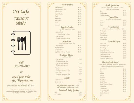 Menu at Princess Cafe, Melville, 135 Pinelawn Rd