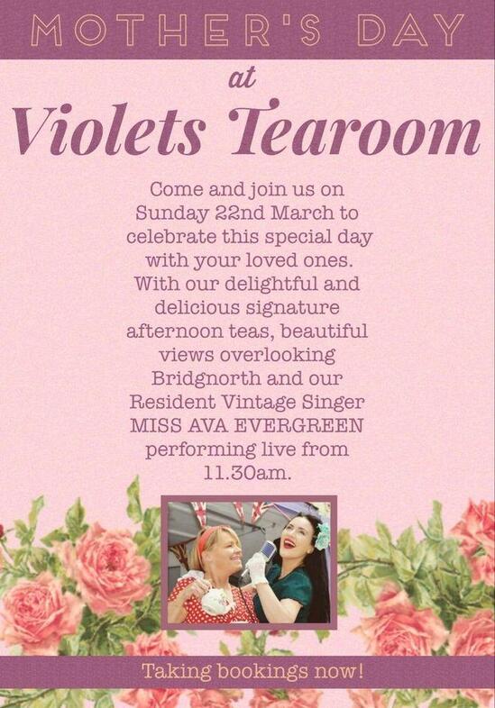 Menu at Violets Tea Room cafe, Bridgnorth
