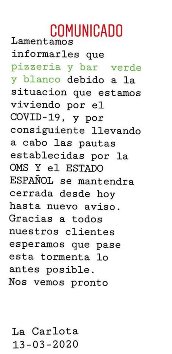 Carta de Bar Verde Y Blanco, La Carlota