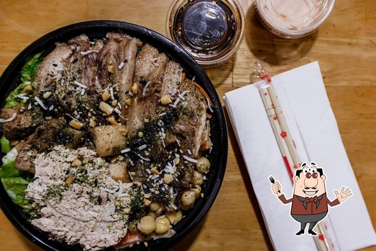 Menu at Freshco Poke restaurant, Calgary