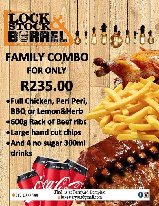 Menu at Lock Stock & Barrel, Vereeniging