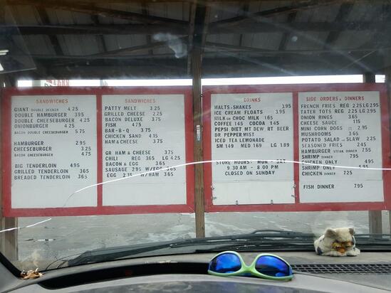 Menu at Myers Drive-In restaurant, Marion