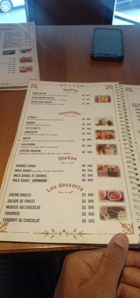 Menu at Café FAB cafe, Casablanca, RACINE