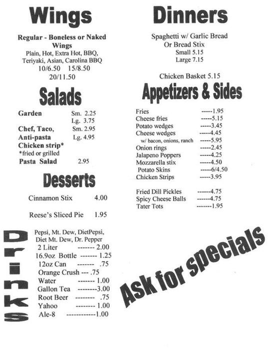 Menu at E Z Riders Pizza pizzeria, Carlisle
