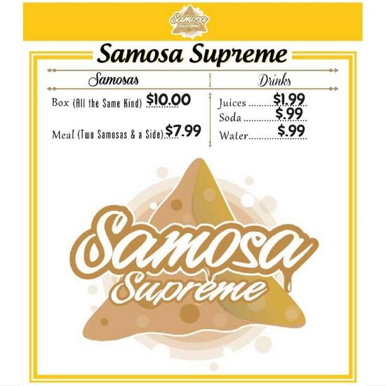 Menu at Samosa Supreme restaurant, Bowie