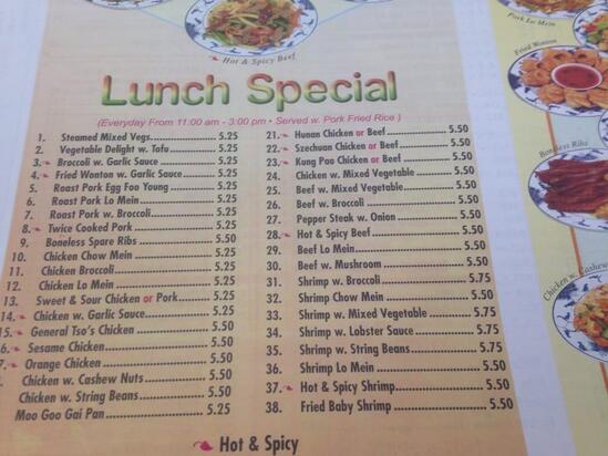 Menu at China Wok restaurant, Hyde Park
