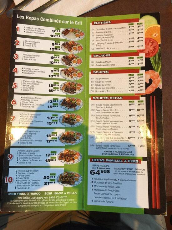 Menu at Viet Gril Express restaurant, Montréal, Rue Hochelaga