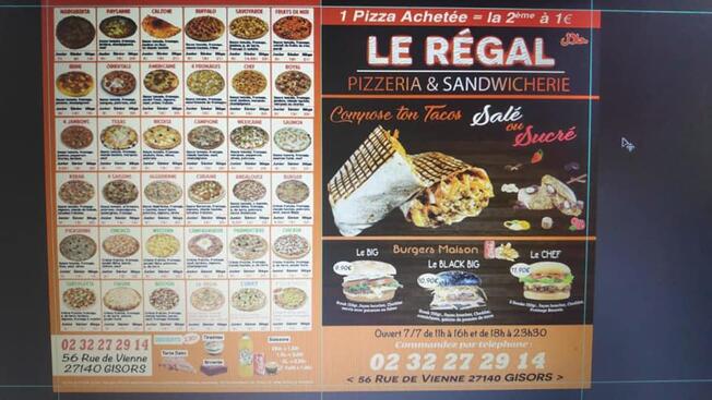 Menu at Le Régal restaurant, Gisors