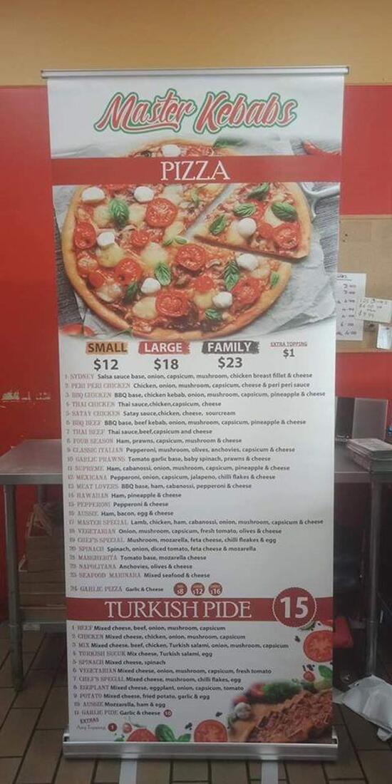Menu at Bega Valley Kebab House pizzeria, Bega