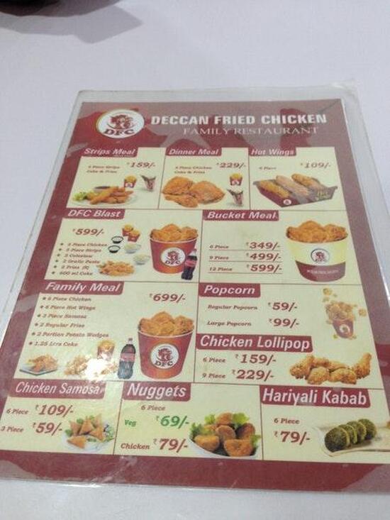 Menu at DFC Fried Chicken, Eluru