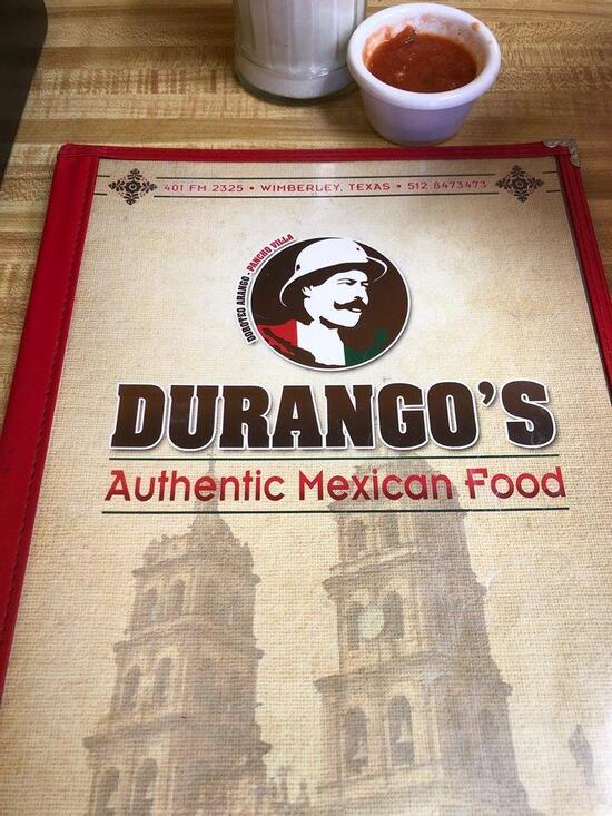 Menu at Durango Restaurant, Wimberley