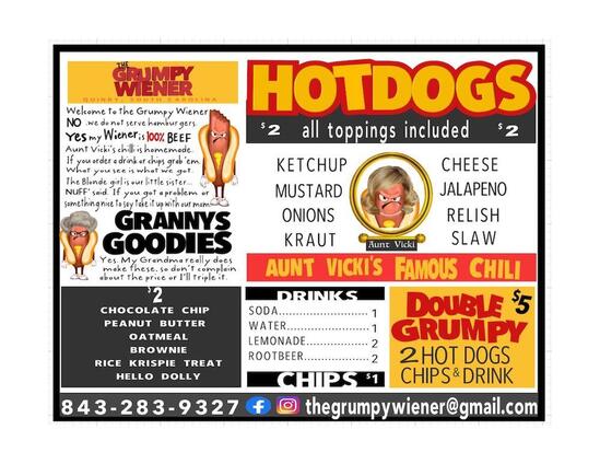 Menu at The Grumpy Wiener restaurant, Quinby