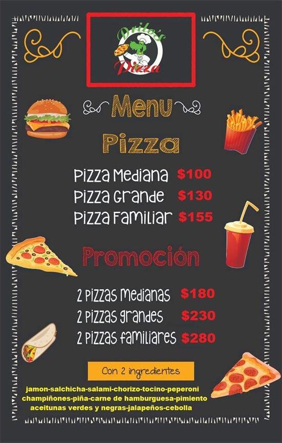 Carta del restaurante Drilo's Pizza, Ciudad Mante