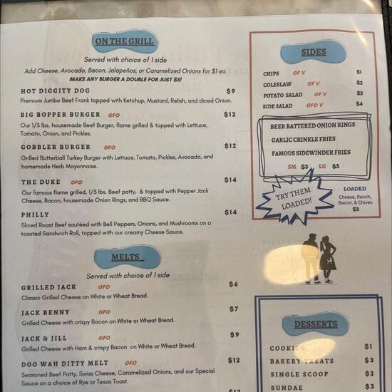 Menu at The Filling Station desserts, San Saba