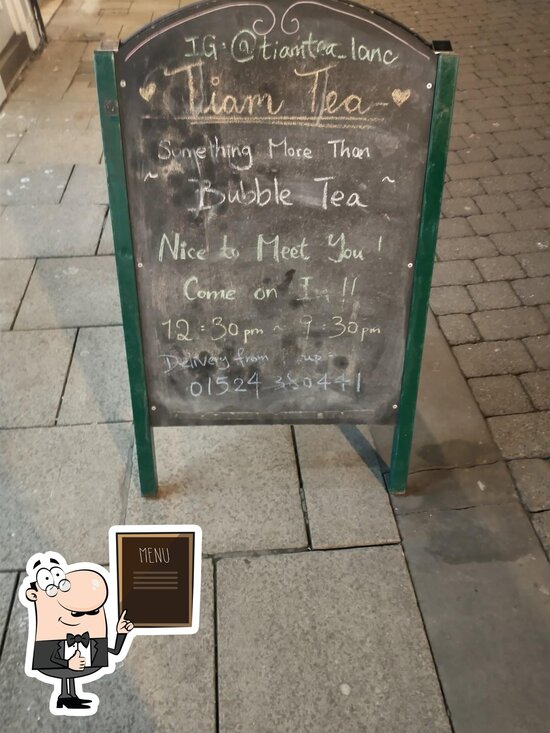Menu at Tiam Tea cafe, Lancaster