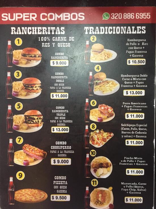 Menu at Rápi-pincho restaurant, Bogotá, Cra. 91 #137-76