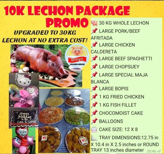 Menu at Bitoy's Lechon, General Santos City