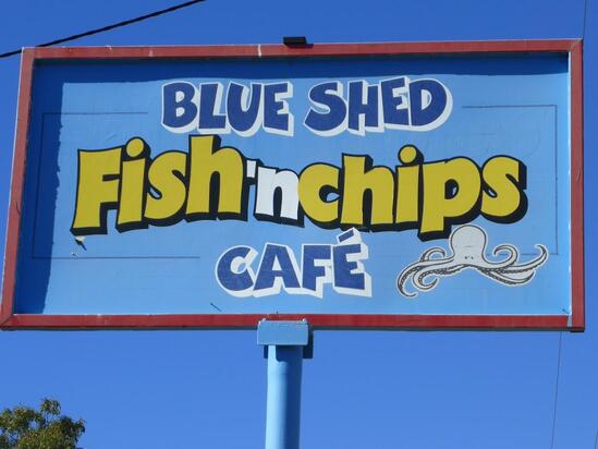 Menu at Blue Shed Fish & Chips Cafe, Roma, 81 Charles St