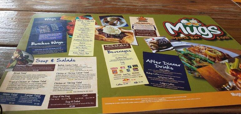Menu at Mugs Sports Bar and Grill, Clearwater