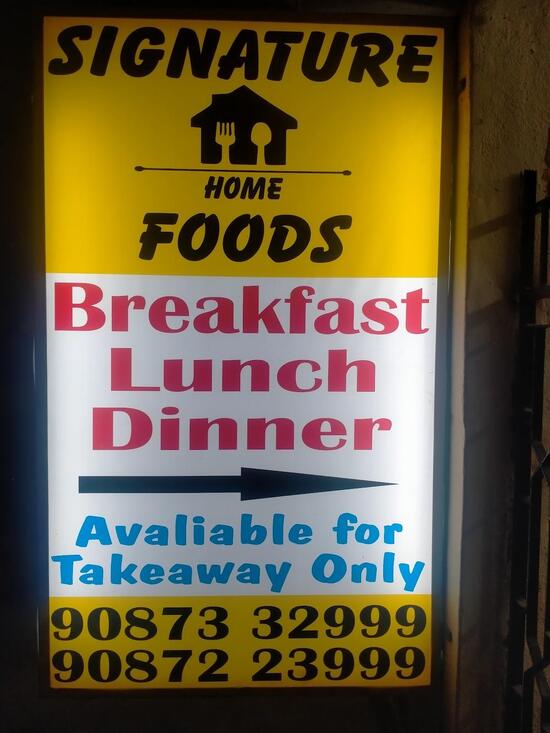 Menu at Signature Home Foods, Chennai