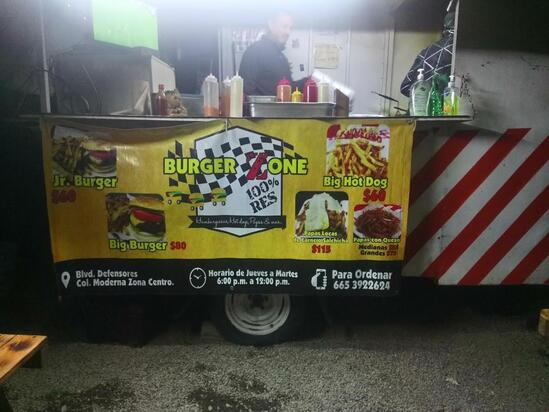 Menu at Burger Zone restaurant, Tecate