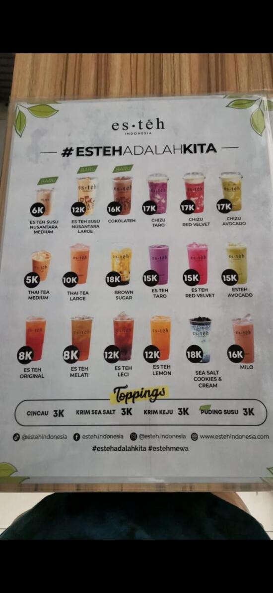 Menu at Es Teh Indonesia Gresik restaurant, Gresik
