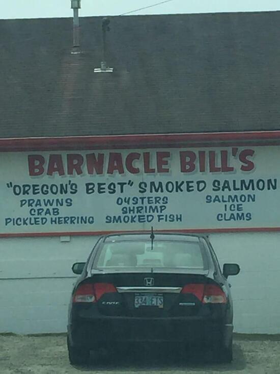 Menu at Barnacle Bill's Seafood Market, Lincoln City