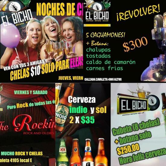 Menu at El bicho cerveza botana y billar pub & bar, Puebla City