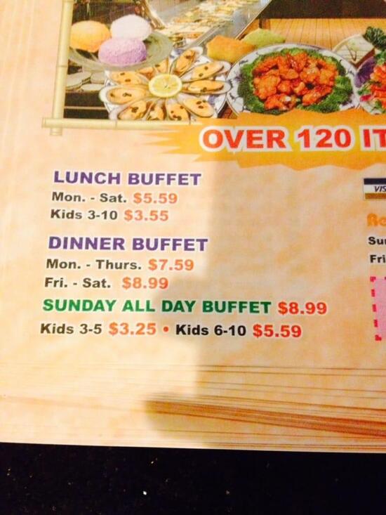 Menu at C J Supreme Buffet restaurant, Perry