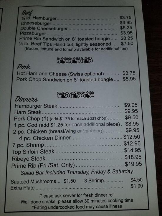 Menu at Boscobel Bowling & Banquet LLC fast food, Boscobel