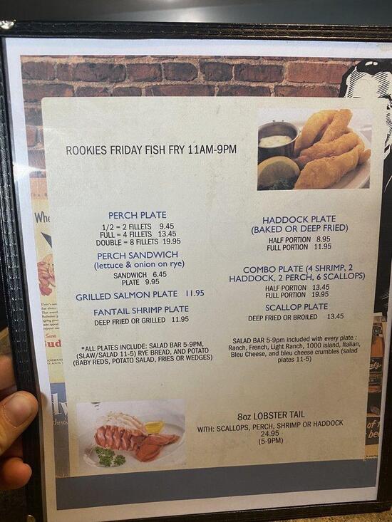 Menu at Rookies Bar & Grill, Denmark