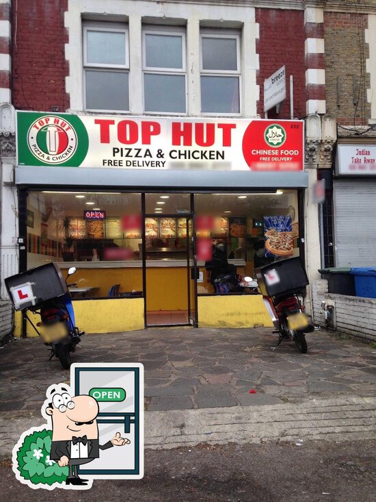 Menu at Top Hut fast food, London