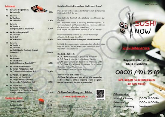 Sushi Now restaurant, Miesbach - Restaurant menu and reviews