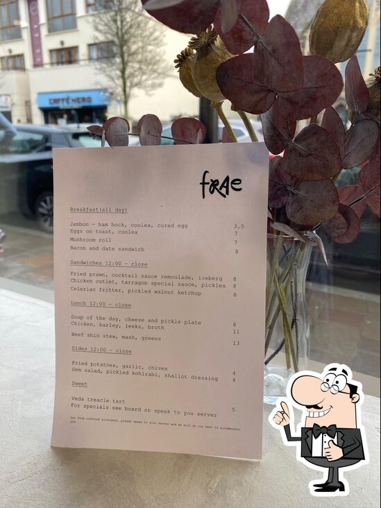 Menu at Frae restaurant, Holywood