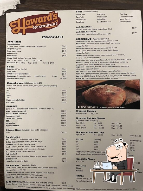 Howard's Restaurant, Ider - Restaurant menu, prices and reviews