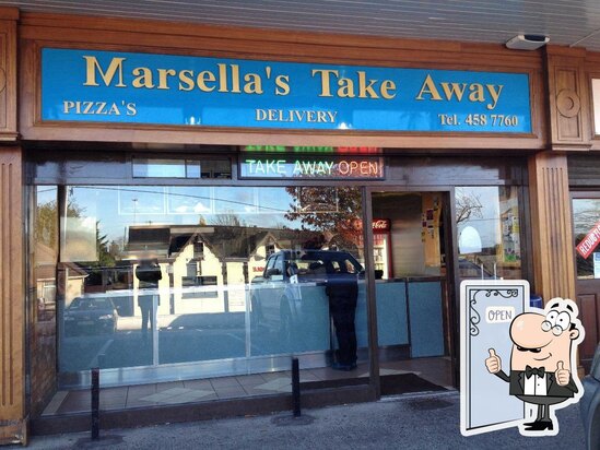 Menu at Marsella’s Take-away pizzeria, Rathcoole, Unit 9