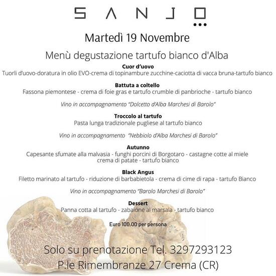 Menu at Como restaurant, Crema